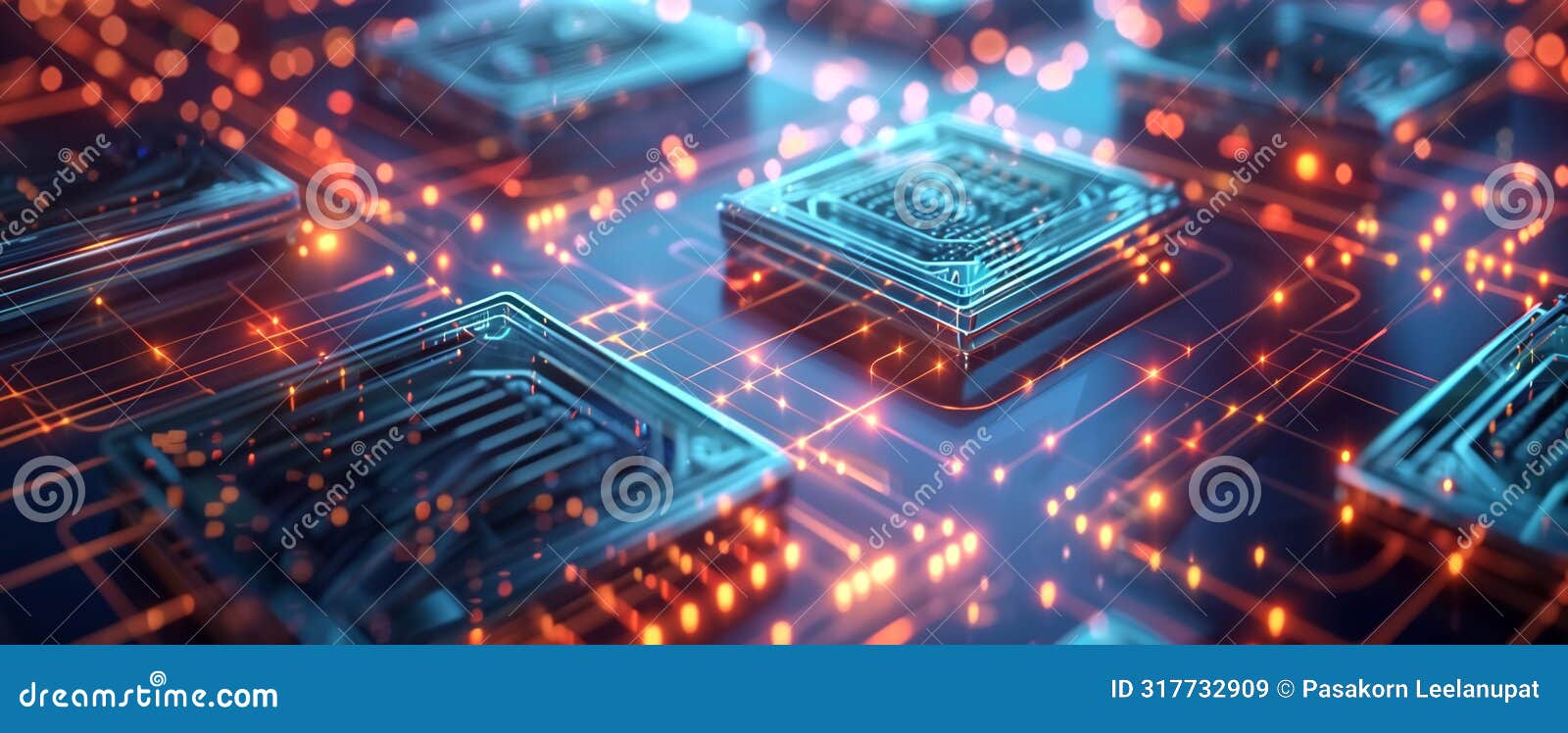 Quantum Computer Concept with CPU Processor Quantum Qubit Intell Stock Illustration ...