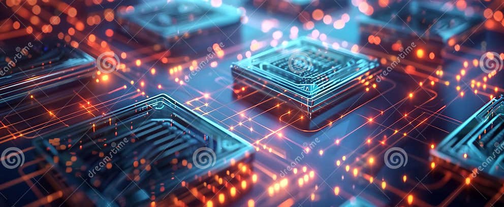 Quantum Computer Concept with CPU Processor Quantum Qubit Intell Stock Illustration ...