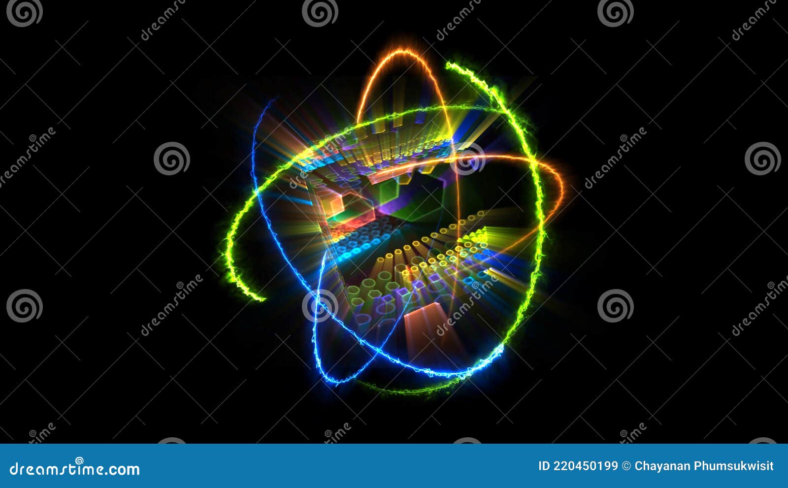Quantum Computer Core Abstract Futuristic Technology Digital Layer ...