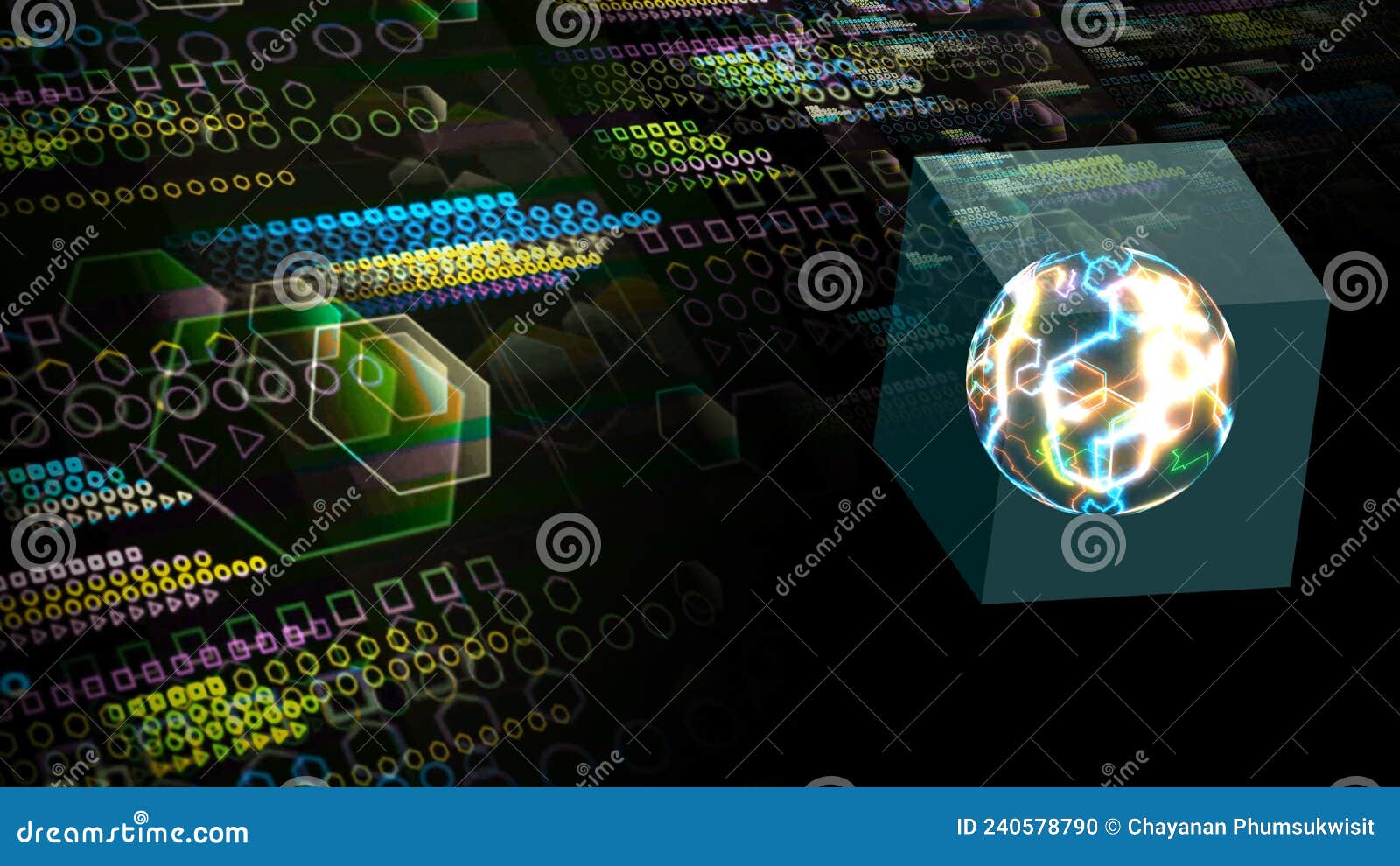 Quantum Computer in the Cube Futuristic Technology Digital Dimension ...