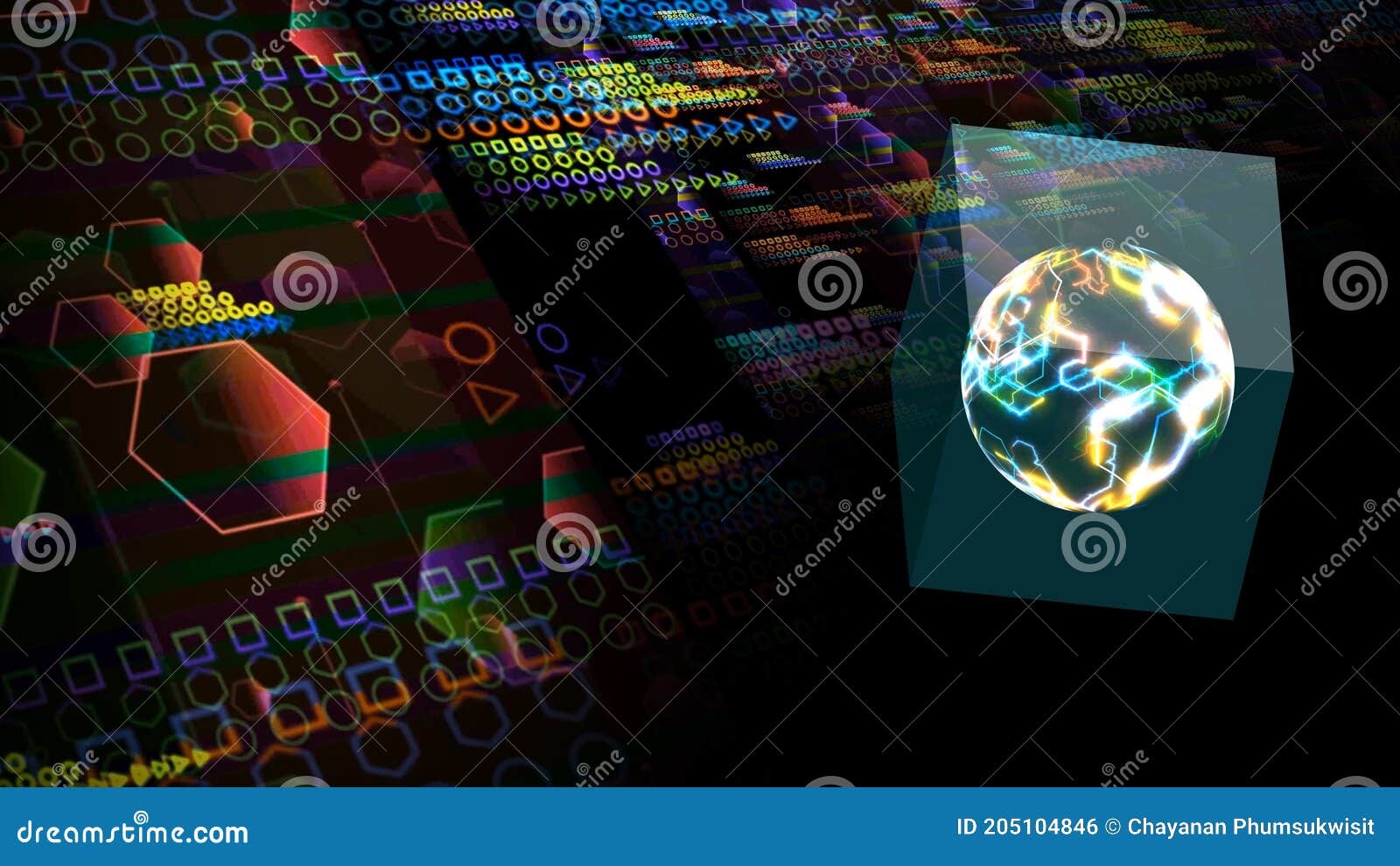 Quantum Computer in the Cube Futuristic Technology Digital Layer ...