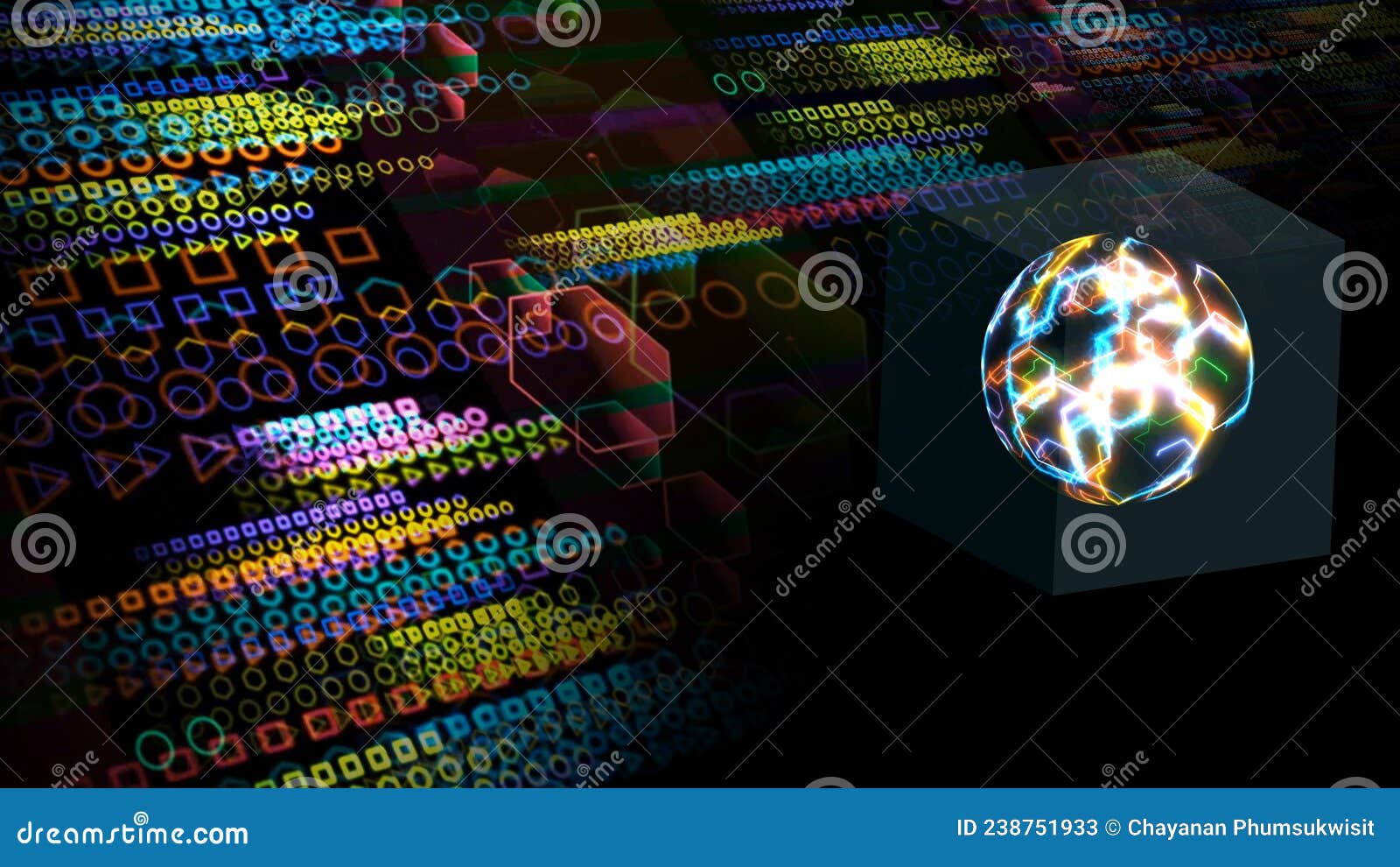 Quantum Computer in the Cube Futuristic Technology Digital Polygon ...