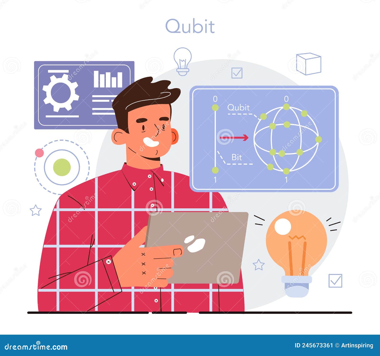 Quantum Computer Developing. Innovative Calculations Technology Stock Vector - Illustration of ...