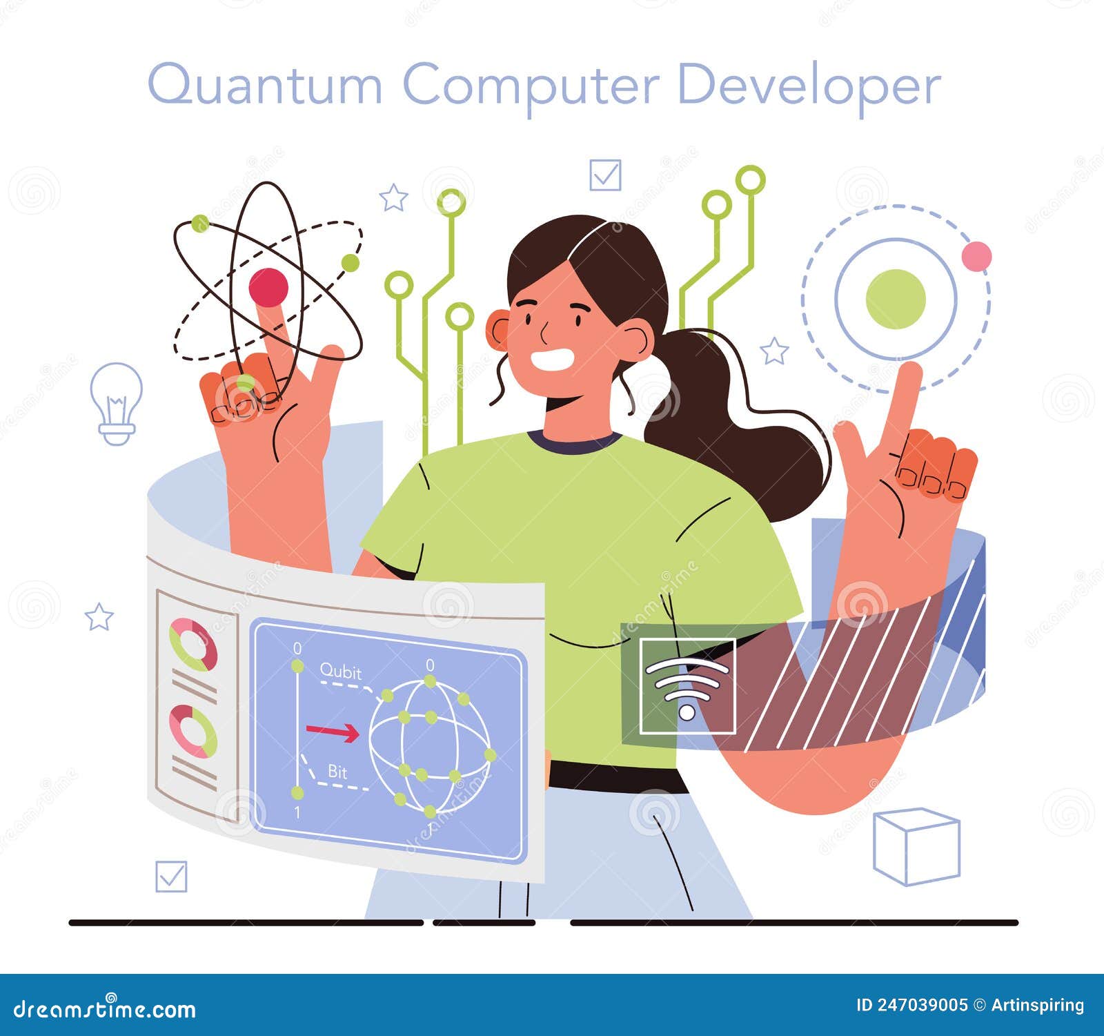 Quantum Computer Developing. Innovative Calculations Technology Stock Vector - Illustration of ...