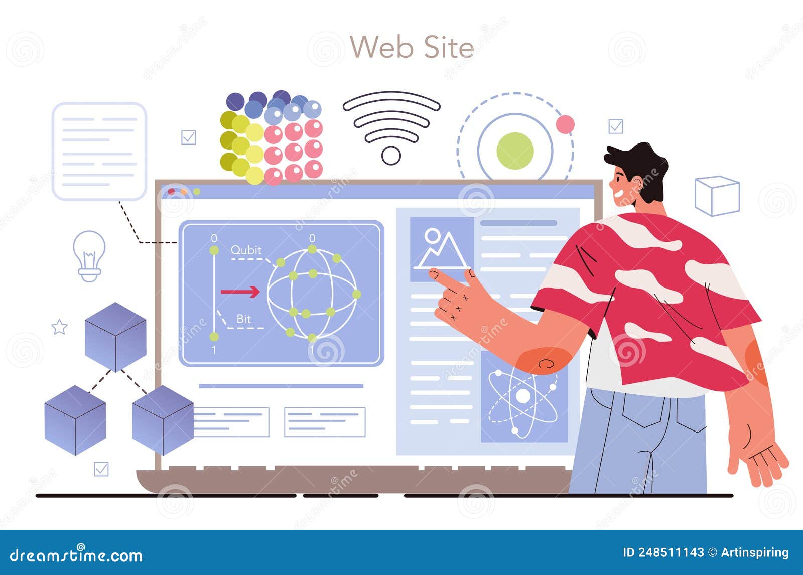 Quantum Computer Developing Online Service or Platform Stock Vector - Illustration of physics ...