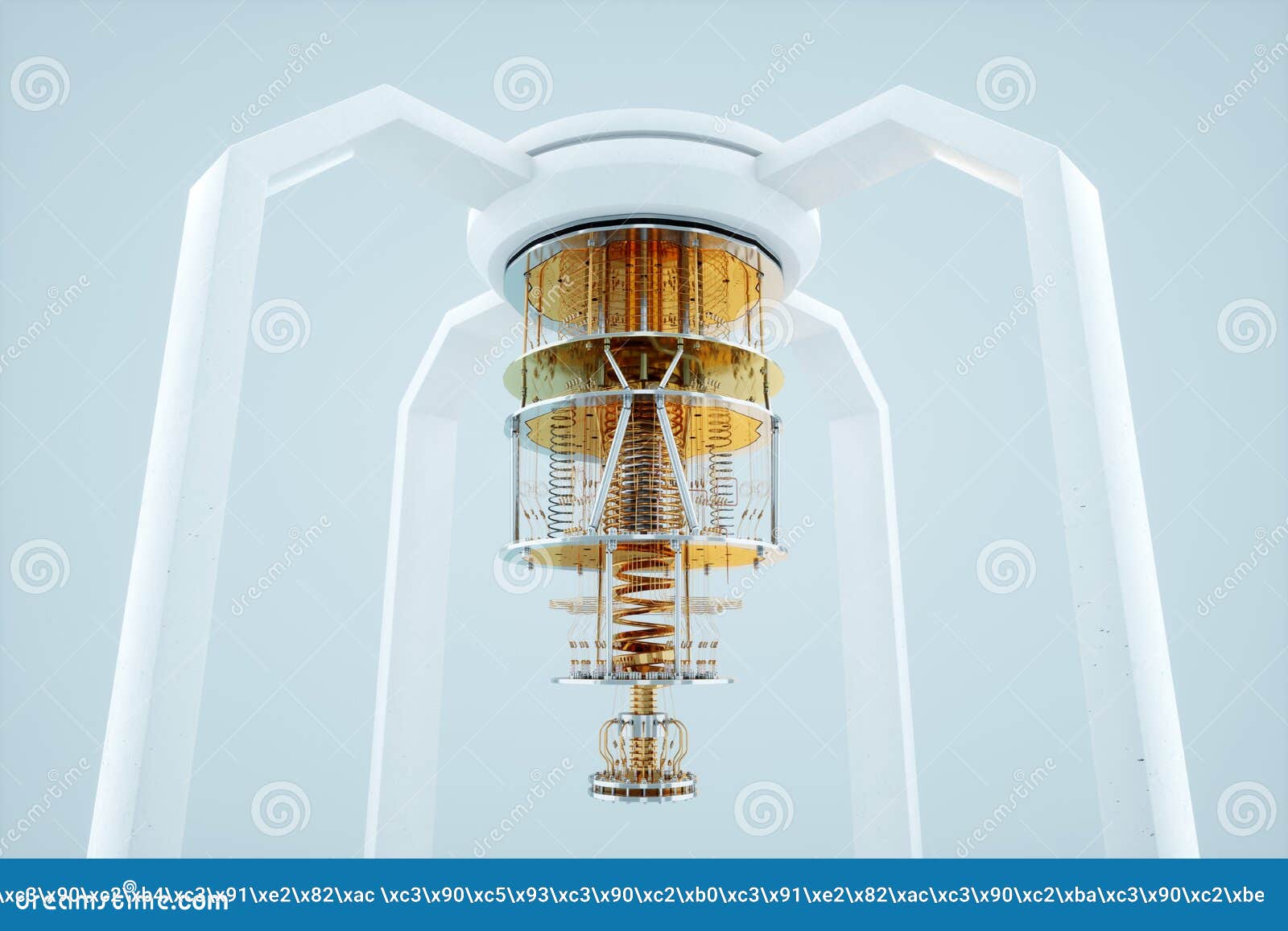 Quantum Computer, Gold Silver Mechanism Isolated on White Background ...