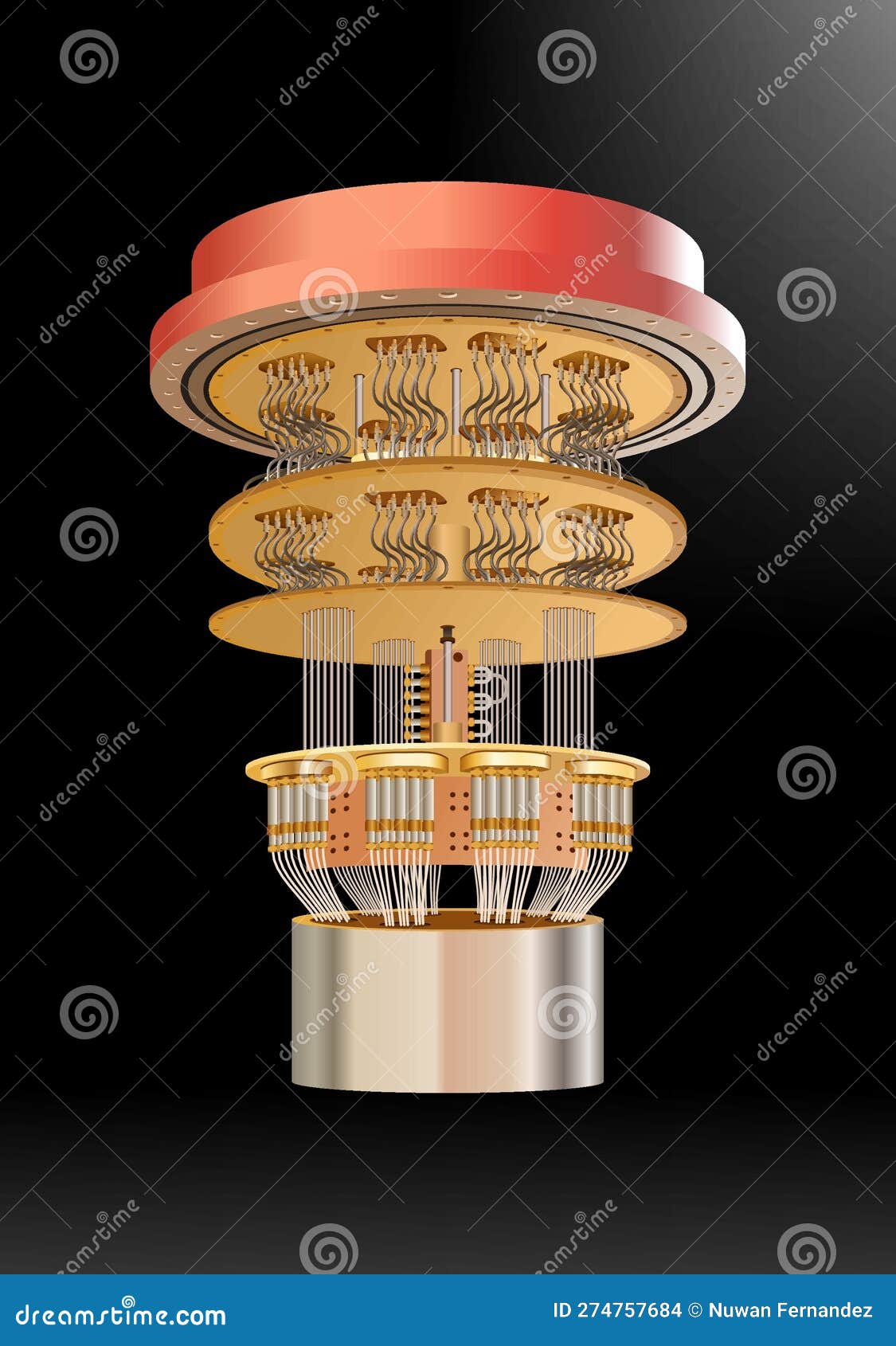 Quantum Computer Illustration. Q-bit Processor. Probabilistic or ...