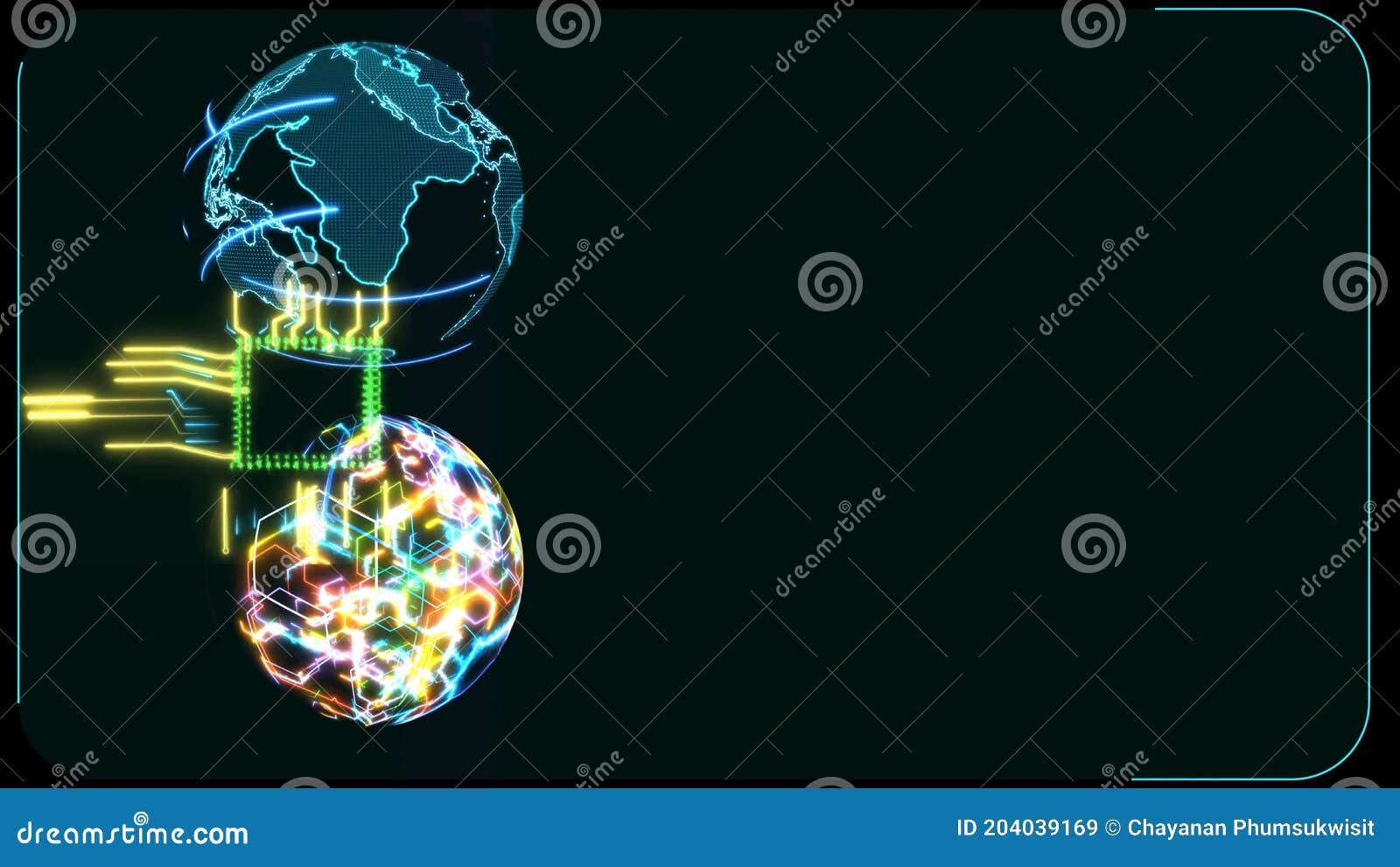 Quantum Computer Intelligent Chip Futuristic Connect Technilogy Digital ...