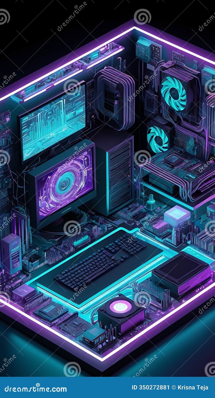 Quantum Computer Interior Isometric View Stock Illustration ...