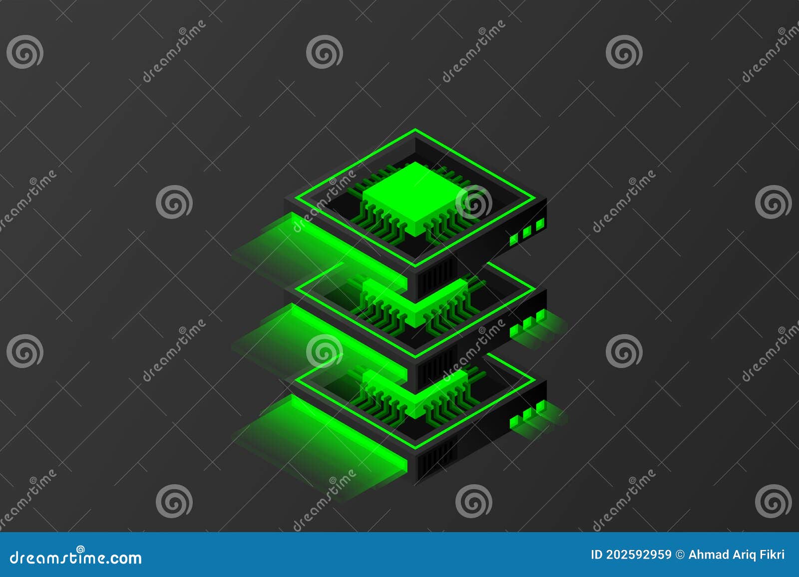 Quantum Computer, Large Data Processing, Server Room, Artificial Intelligence, Data Base Concept ...