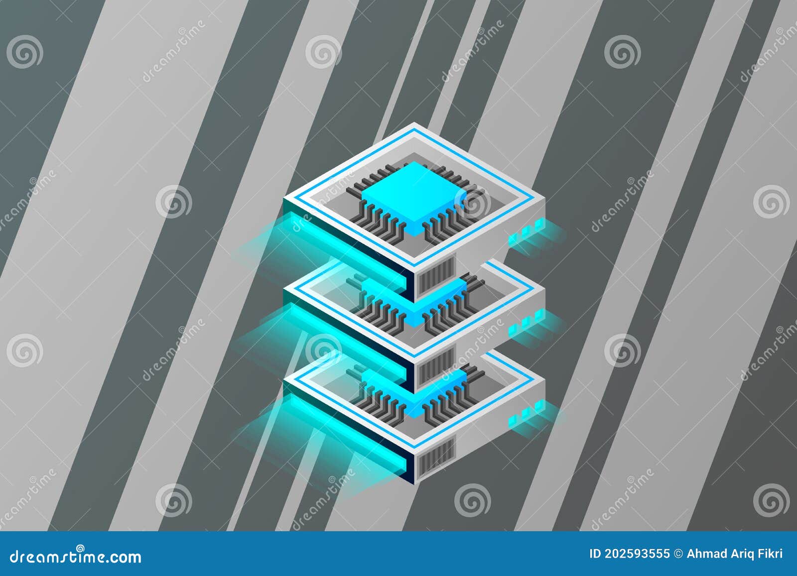 Quantum Computer, Large Data Processing, Server Room, Artificial Intelligence, Data Base Concept ...