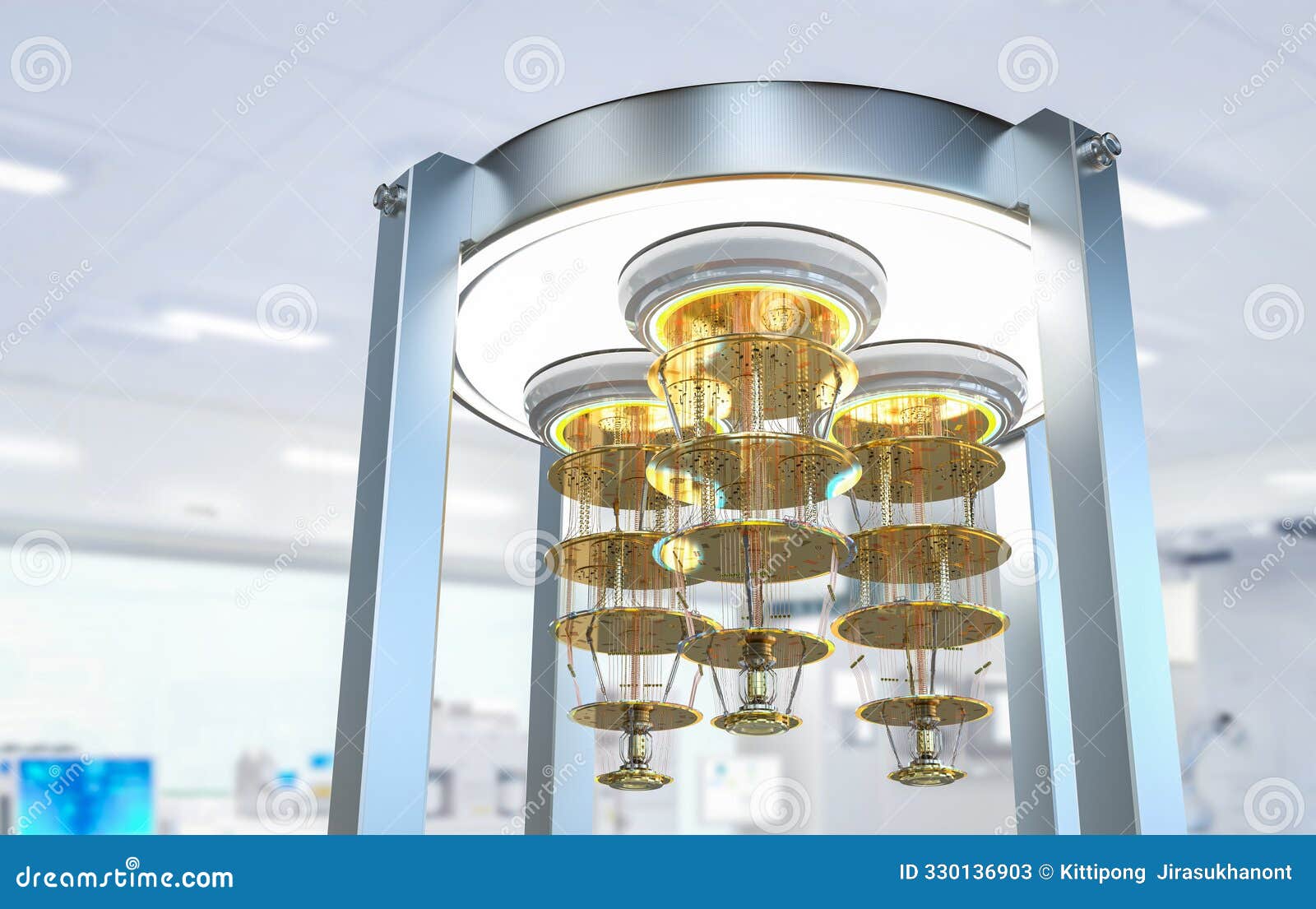 Quantum Computer Machine in Shield Capsule Stock Illustration ...