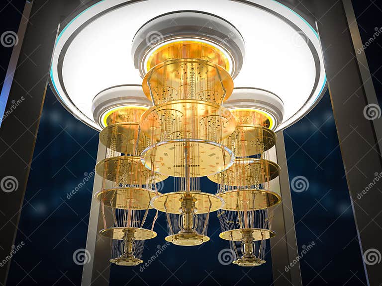 Quantum Computer Machine in Shield Capsule Stock Illustration ...