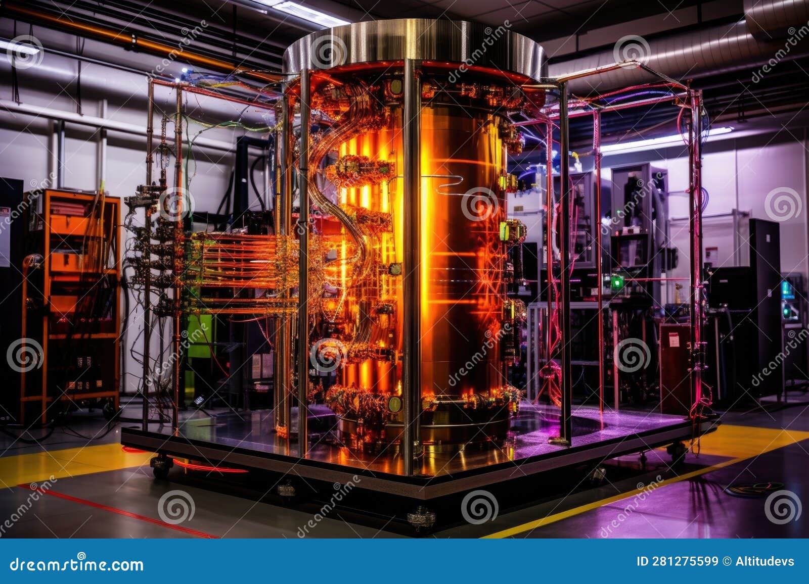 Quantum Computer in a Secure Ai Research Facility Stock Illustration ...