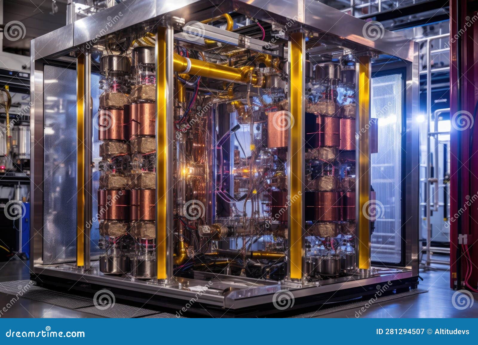 Quantum Computer in a Secure Ai Research Facility Stock Illustration ...