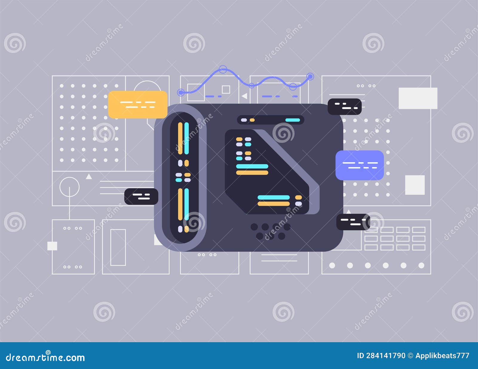 Quantum Computer Software Development And Programming Stock Vector Illustration Of Data