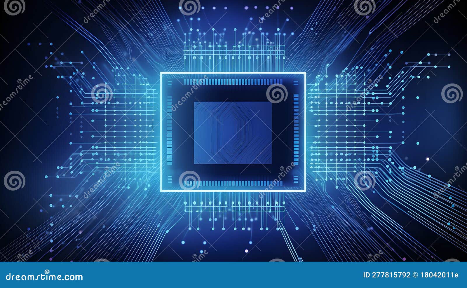 Quantum Computer Technologies Concept. Futuristic Blue Circuit Board ...