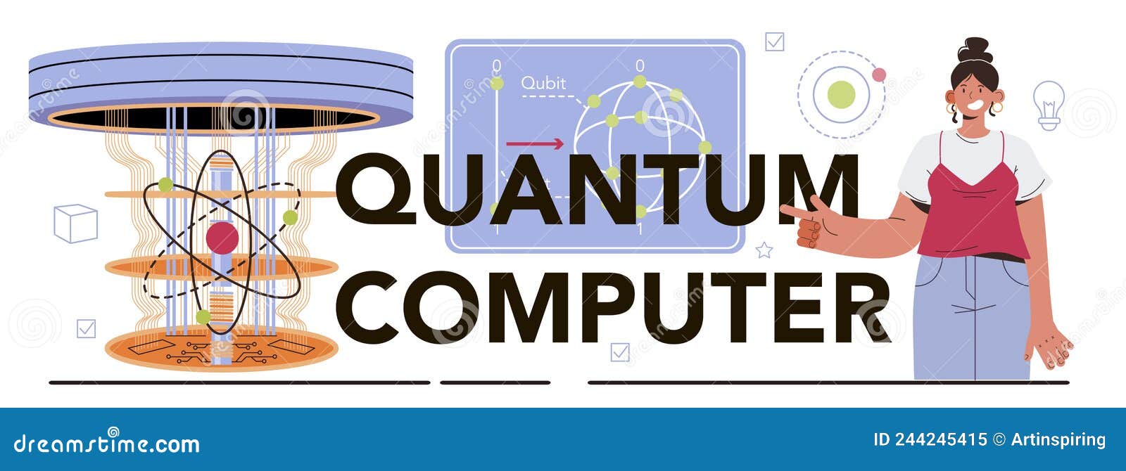 Quantum Computer Typographic Header. Innovative Calculations Technology Stock Vector ...