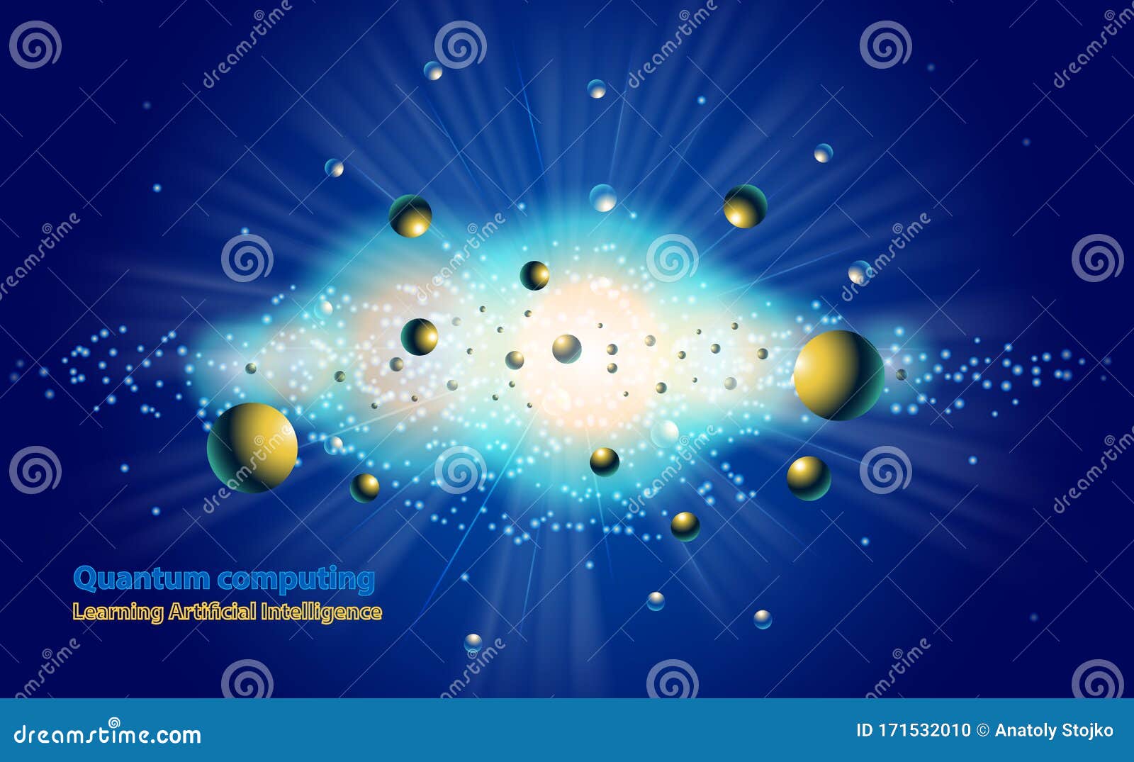 Quantum Computering Technology Concept. Deep Learning Artificial Intelligence. Quantum Space ...