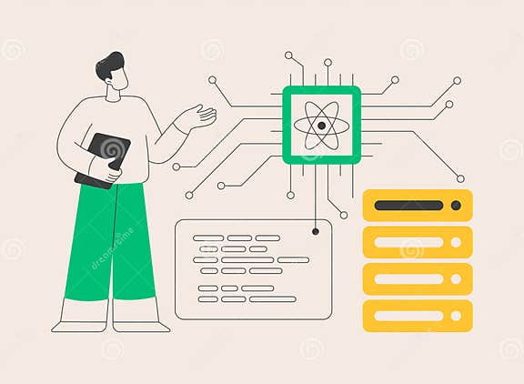 Quantum Computing Abstract Concept Vector Illustration. Stock Vector - Illustration of outline ...