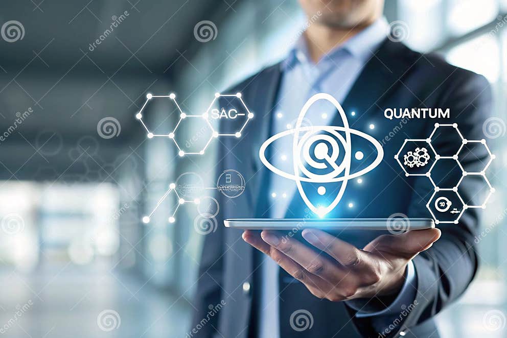 Quantum Computing: Businessman Holding Qubit Concept Stock Illustration ...