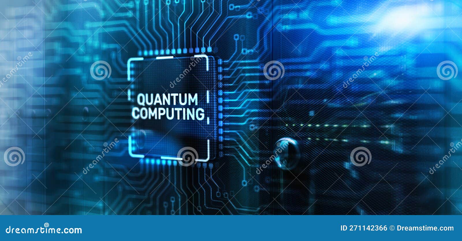 Quantum Computing Concept. the Inscription on 3d Electronic Circuit ...