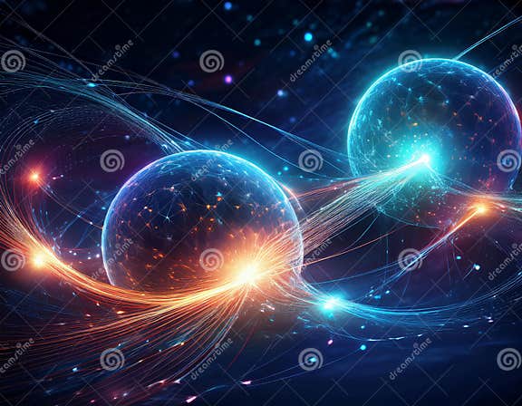 Quantum Computing Concept Showing Qubits Interacting with Each Other Stock Illustration ...