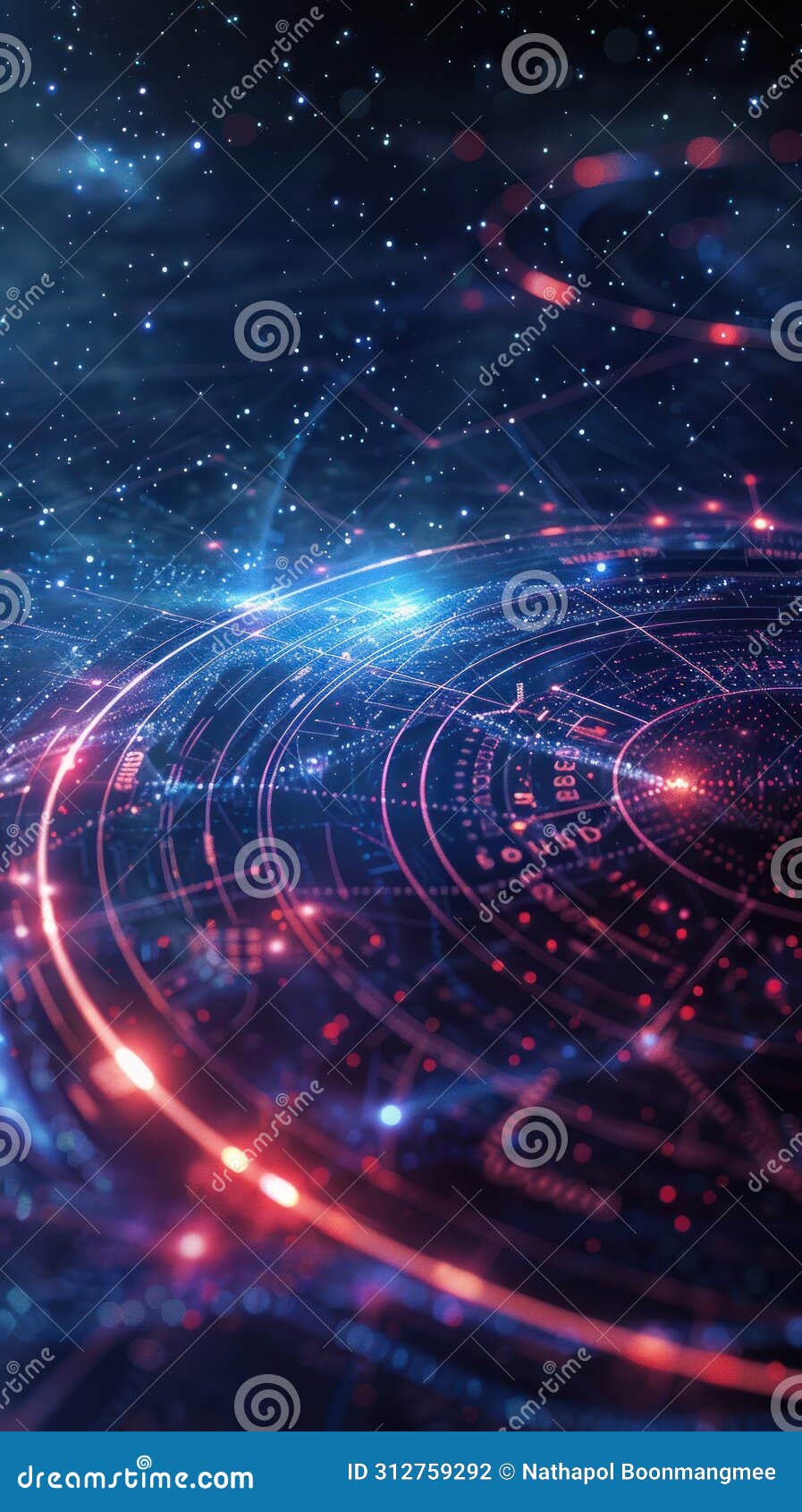 Quantum Computing Core, Abstract Glowing Connections Technology ...