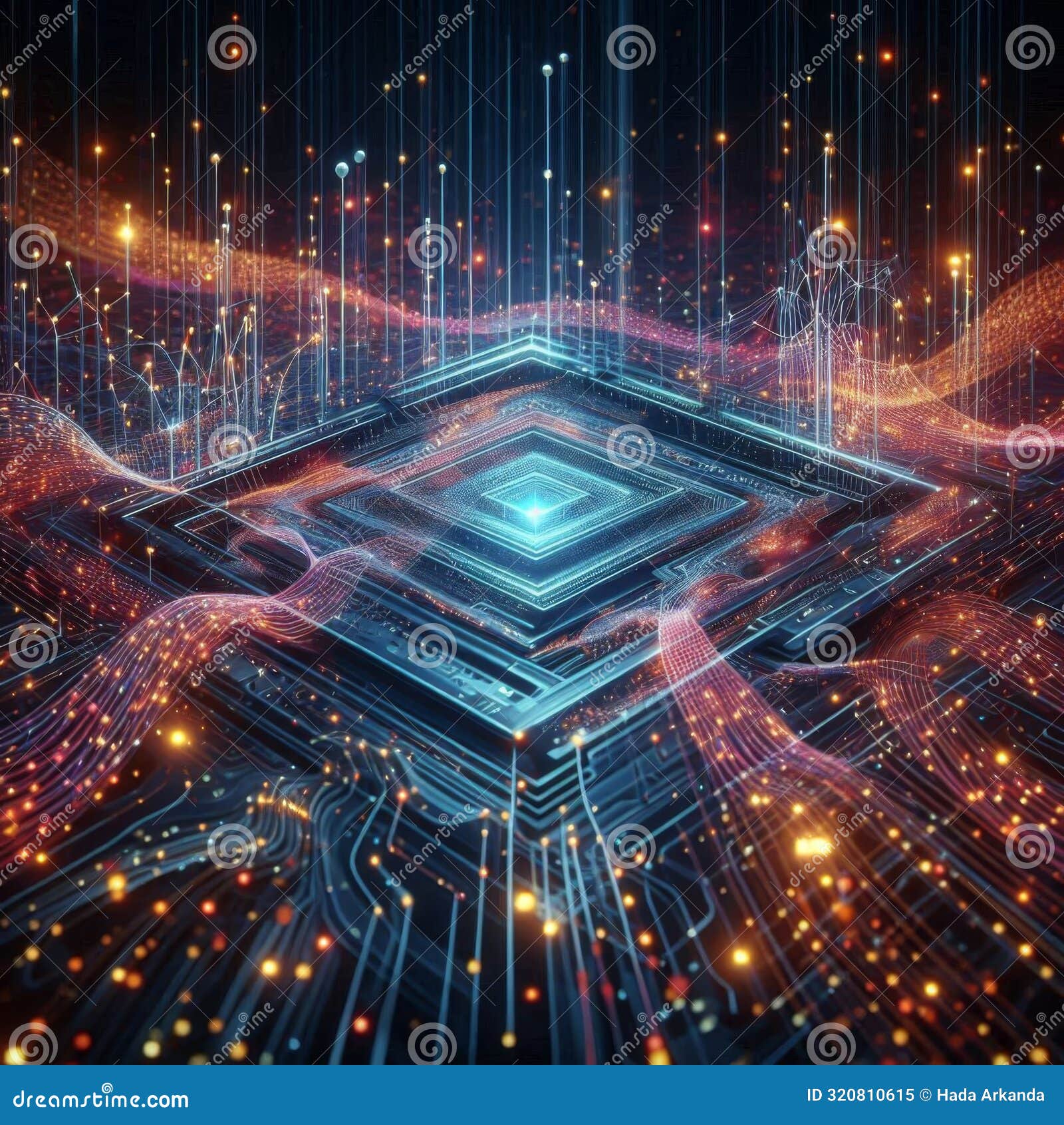 Quantum Computing Data Stream. Blockchain Matrix Stock Illustration - Illustration of neural ...