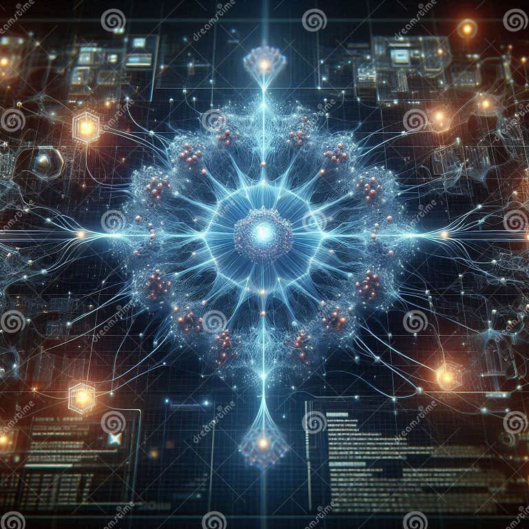 Quantum Computing Data Stream. Blockchain Matrix Stock Illustration ...