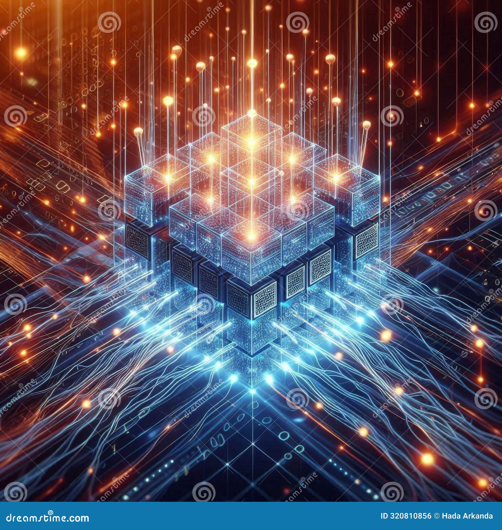 Quantum Computing Data Stream. Blockchain Matrix Stock Illustration - Illustration of ...