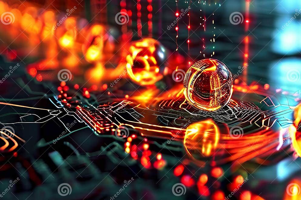Quantum Computing Hologram Visual Representation of Quantum Bits Stock Illustration ...