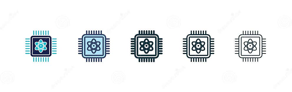 Quantum Computing Icon Vector Set on White Background Stock Vector ...