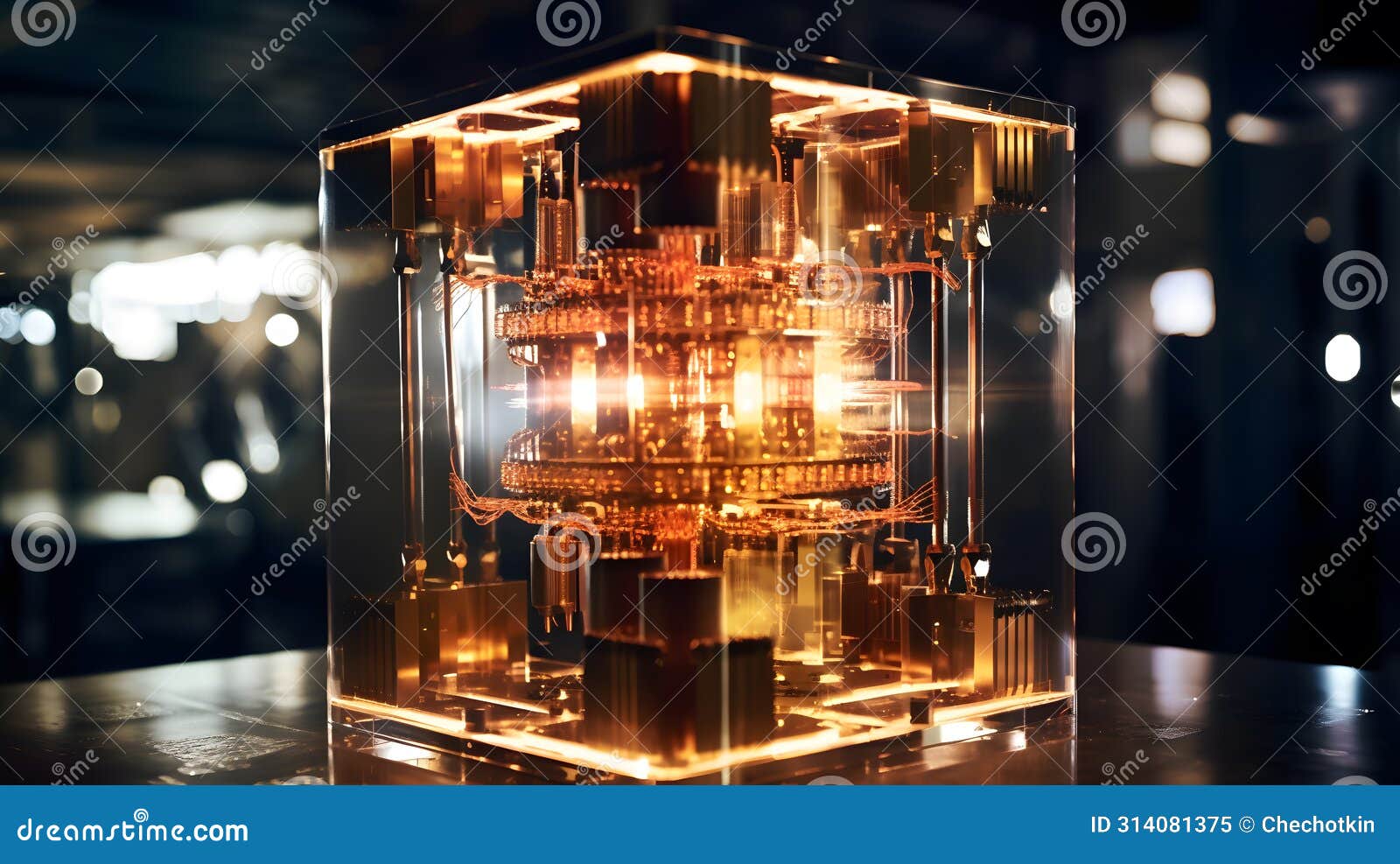 Quantum Computing Illustration Glowing Connections, Generative Ai Stock ...