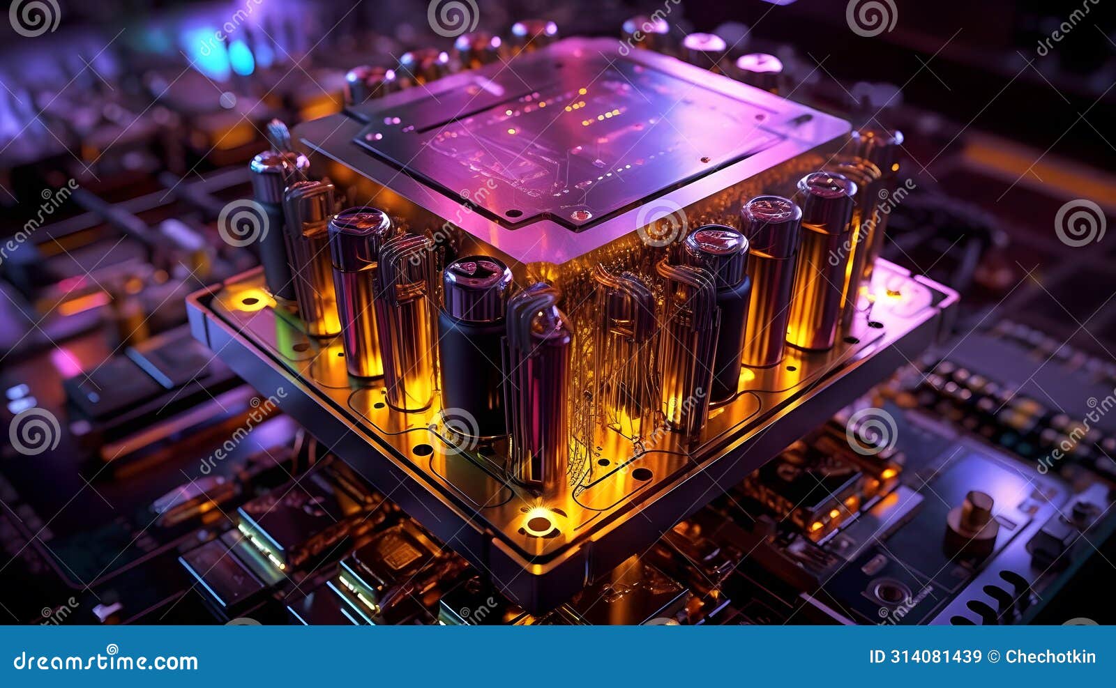 Quantum Computing Illustration Glowing Connections, Generative Ai Stock ...