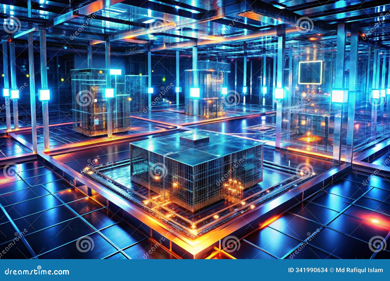 Quantum Computing Industrial Complex Stock Illustration - Illustration of industrial, reflection ...