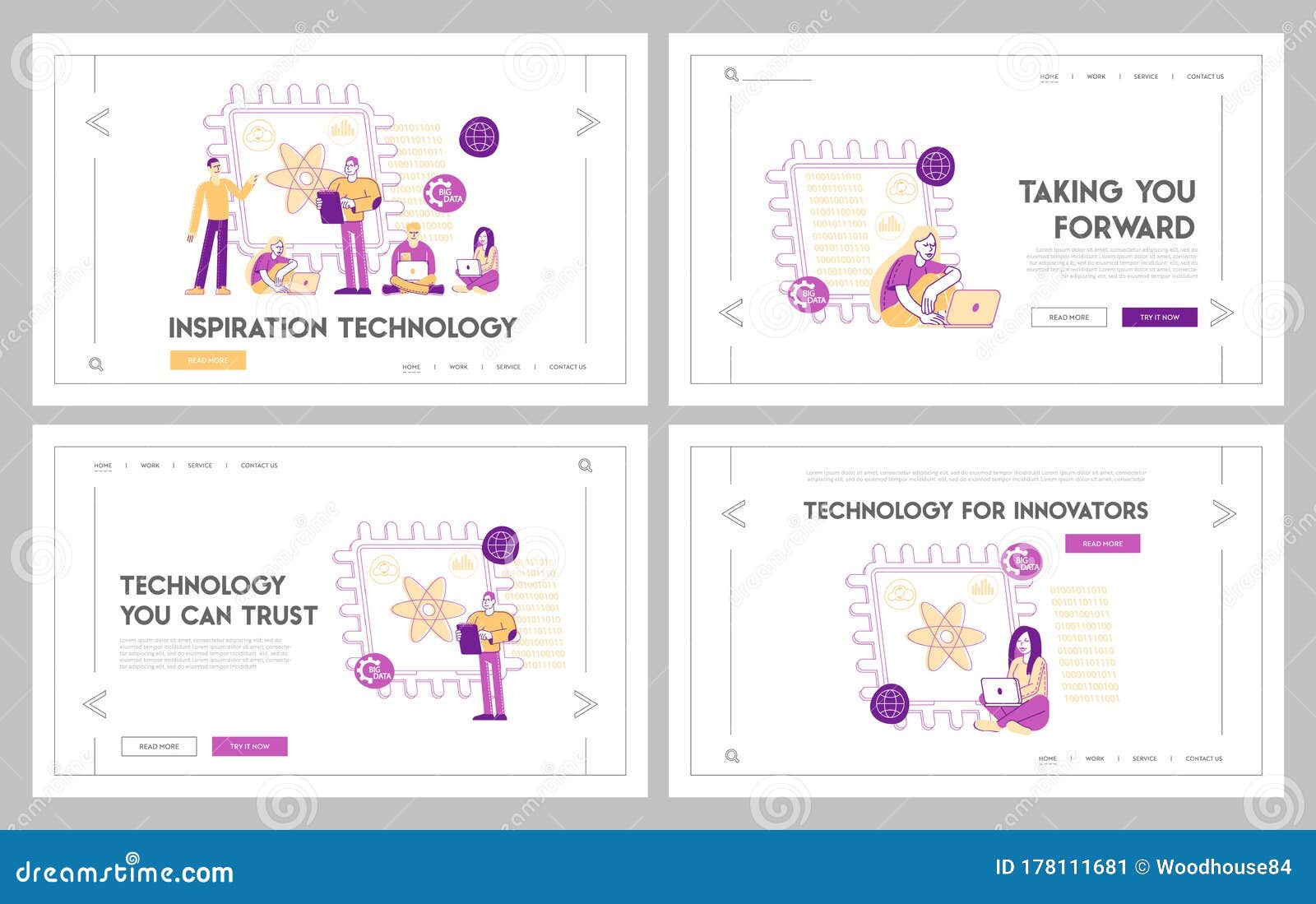 Quantum Computing Landing Page Template Set. Optical Technology ...