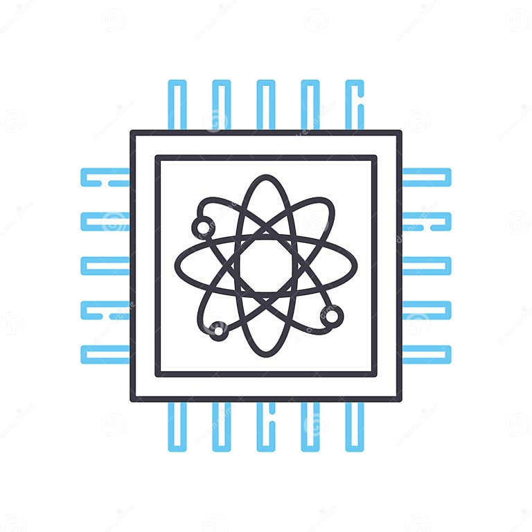 Quantum Computing Line Icon, Outline Symbol, Vector Illustration ...