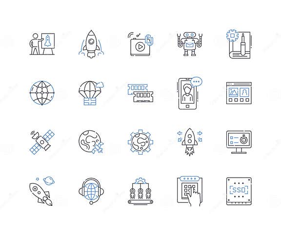 Quantum Computing Line Icons Collection. Quantum, Computing, Qubit, Superposition, Entanglement ...
