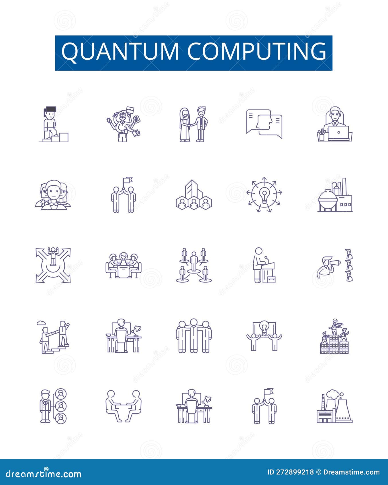 Quantum Computing Line Icons Signs Set. Design Collection of Quantum ...