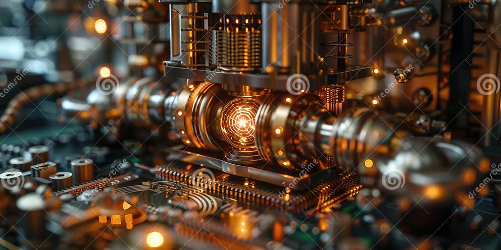 Quantum Computing Machine with Glowing Neon Lights. Digital Artwork ...