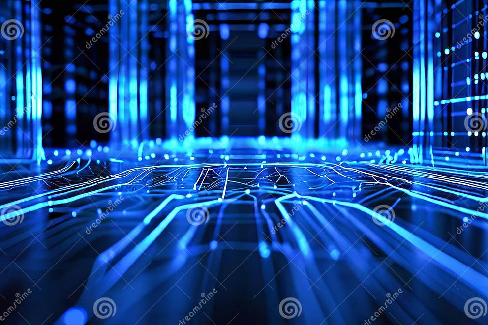 Quantum Computing Network Quantum Particles and Nodes Connected Stock ...