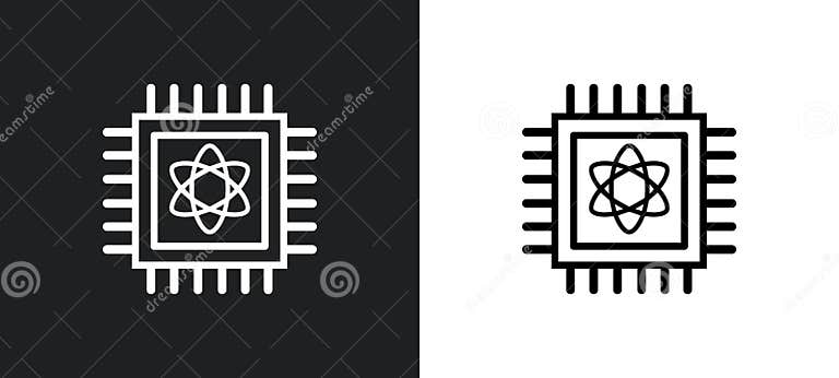 Quantum Computing Outline Icon in White and Black Colors. Quantum ...