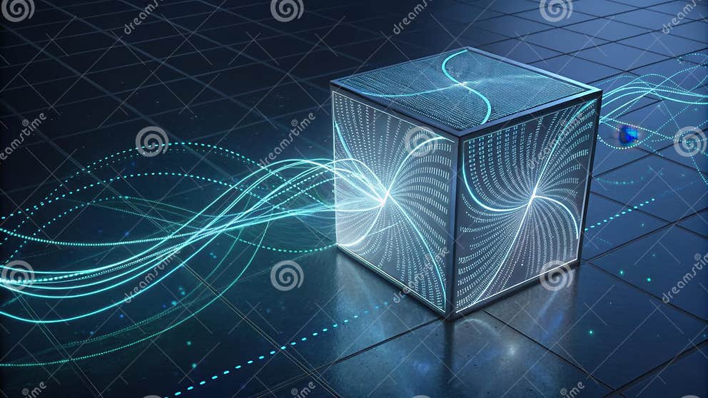 Quantum Computing Processing Data, Futuristic Server Generating Energy Flows Stock Photo - Image ...
