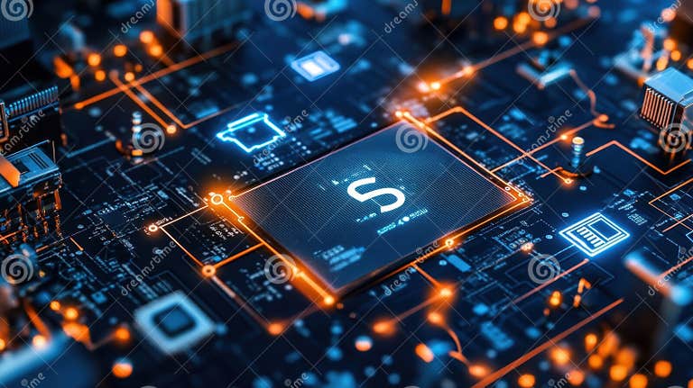 Quantum Computing Processor Performing Complex Calculations with Glowing Connections Stock Photo ...