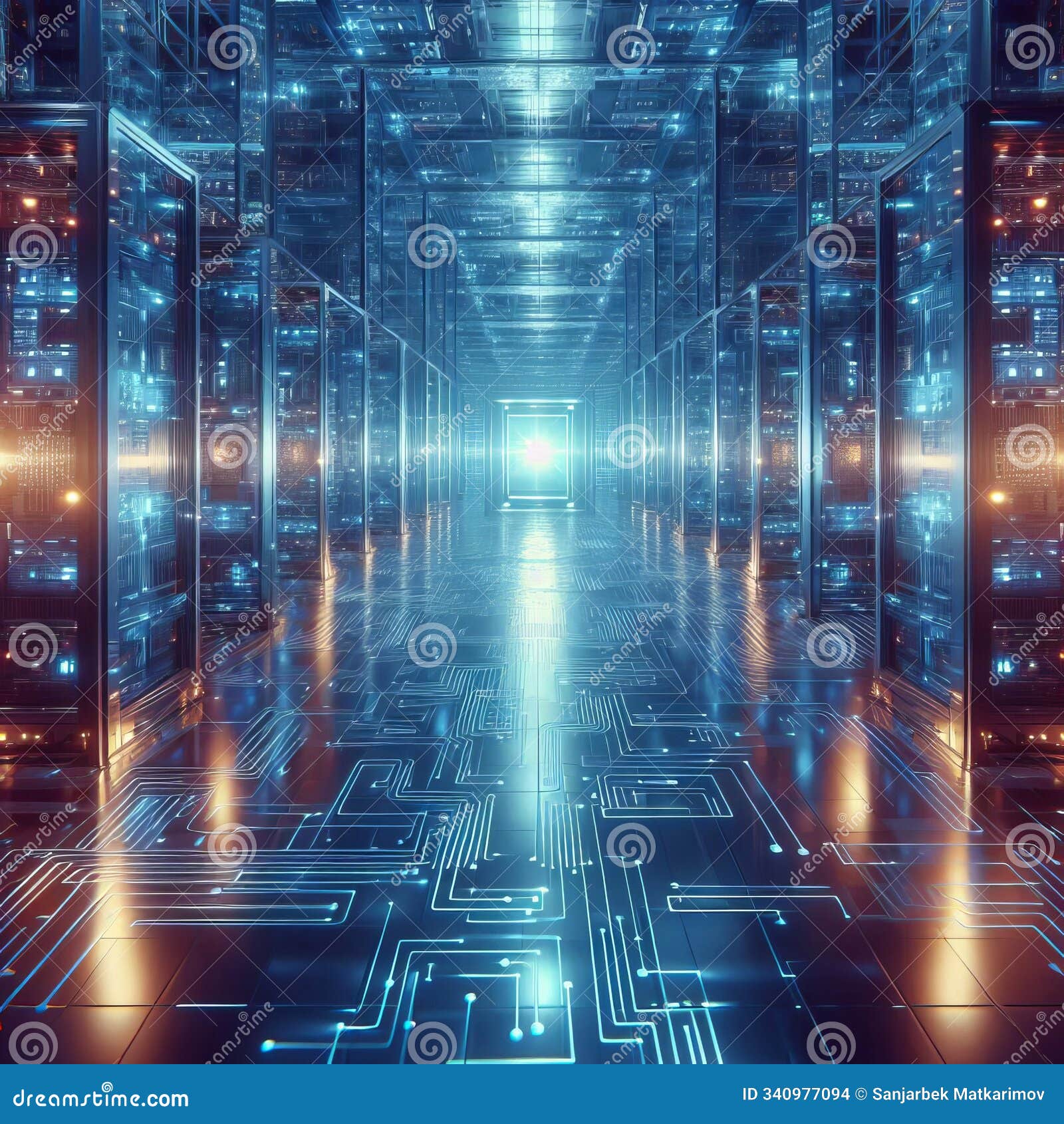 Quantum Computing Room a Room Filled with Futuristic Glowing Qua Stock ...