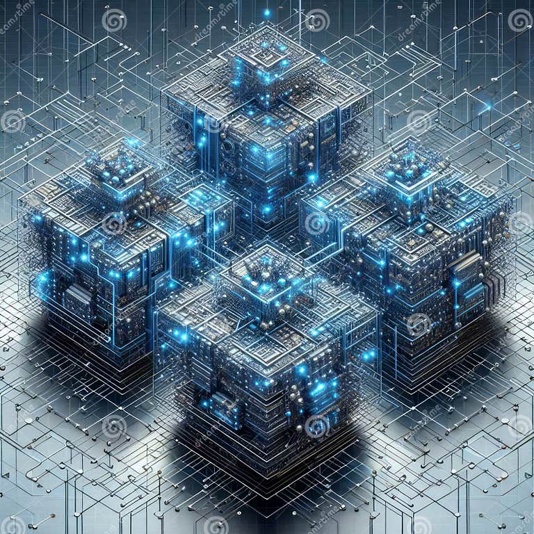 Quantum Computing Schematic Concept Stock Illustration - Illustration ...