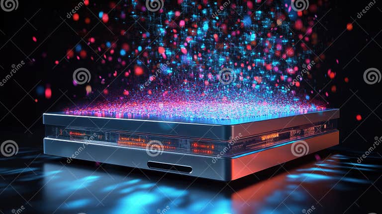 Quantum Computing Server Receiving Data Stream Generating Colorful ...