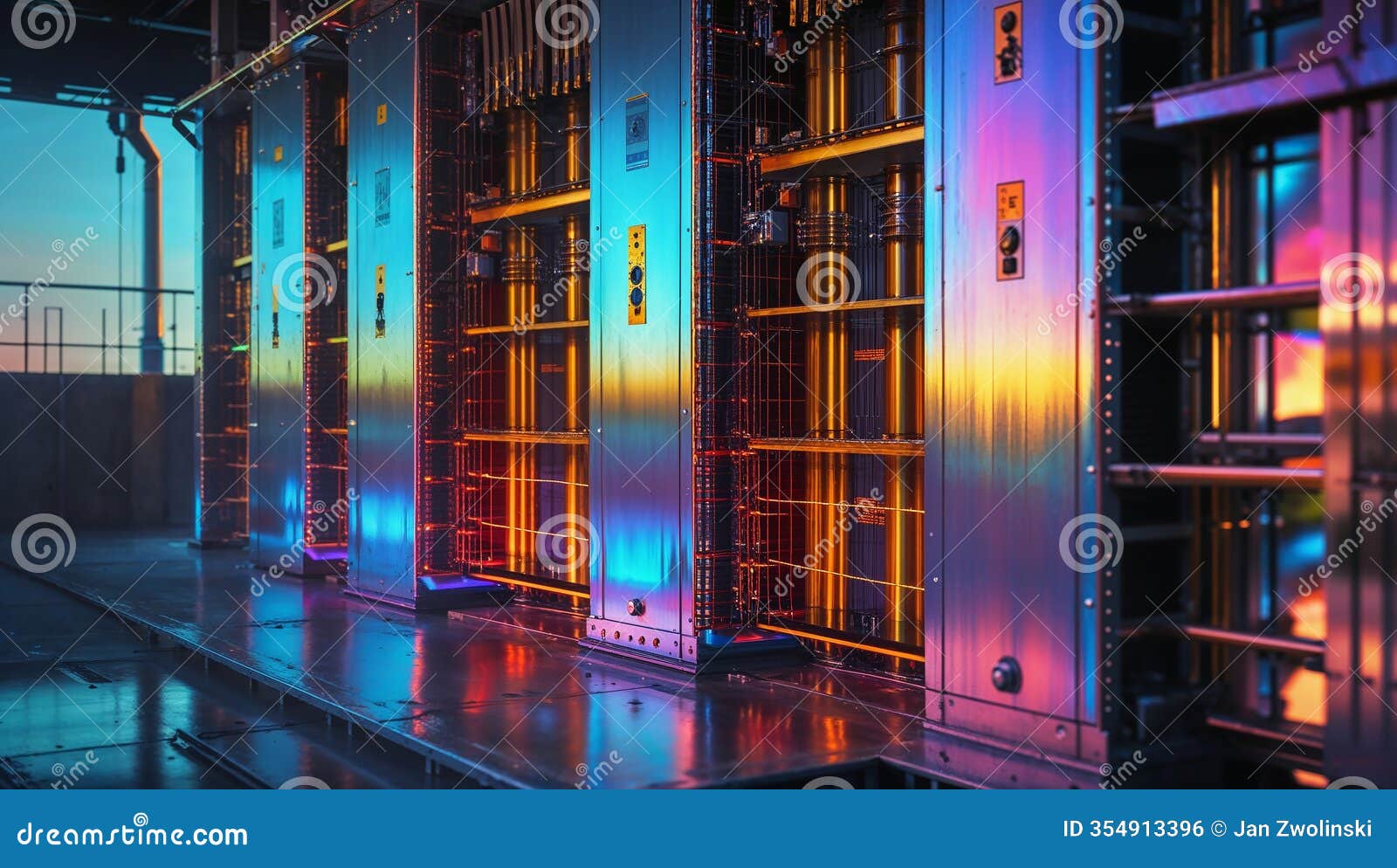 Quantum Computing Server Reflecting Vibrant Colors in Data Center Stock ...