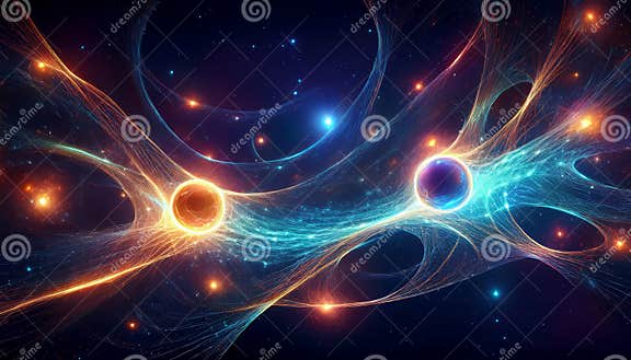 Quantum Computing Showing Entangled Qubits or Particles in Space Stock Illustration ...